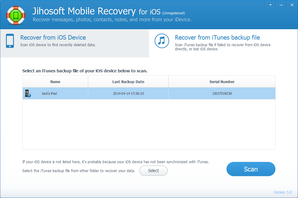 Thanks for installing Jihosoft MobileRecovery for iOS Devcie(iPhone, iPad, iPod)